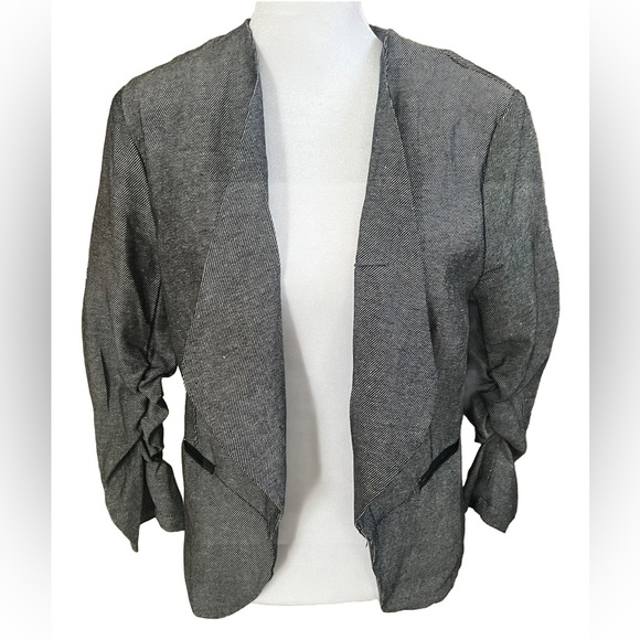 Love Tree | Jackets & Coats | Love Tree Black White Striped Linen ...